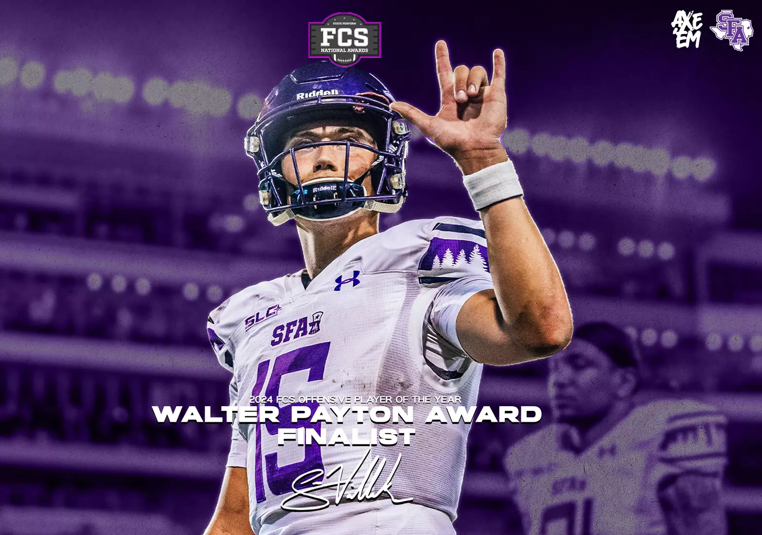 Sam Vidlak Named Finalist for Walter Payton Award